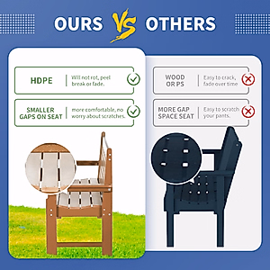 nalone Outdoor Bench, HDPE All Weather Patio Bench Load up to 800 Lbs, 2-Person Garden Bench Rot-Proof Fade Proof for Patio, Porch, and Park (Teak)