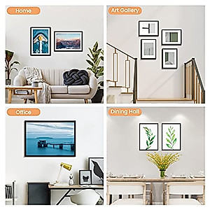 upsimples 8x10 Picture Frame Set of 10, Display Pictures 5x7 with Mat or 8x10 Without Mat, Multi Photo Frames Collage for Wall or Tabletop Display, Black