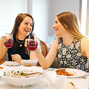 Mokoart I Love to Wrap Both My HANDS Around It and SWALLOW Funny Wine Glass for Women, Gag Gifts for Adults, Friends, Her, BBF for Bachelorette Parties Decorations, Birthday Gift Idea for Her, 17 oz