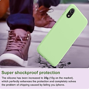 Vooii iPhone XR Case, Soft Liquid Silicone Protective Cover with Microfiber Lining, Matcha