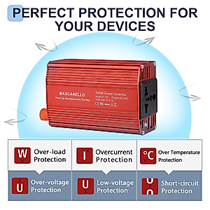 300W Car AC Power Inverter DC 12V to 110V for Vehicles Converter 3.1A Dual USB Fast Charging Ports Car Charger Adapter,Red