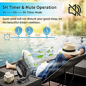 Golf Cart Fan-10000mAh Portable Clip on Fan Rechargeable battery Operated, 8 Inch Ventilador Portatil Recargable with Reinforcer/Hook for Camping, Beach, Tent, Treadmill, Desk, Bed, RV, Office