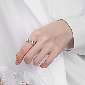 Cat Paw Hug Love 925 Sterling Silver Open Adjustable Statement Finger Rings for Women Cute Dainty Dog Claw Puppy Pet Lovers Animal Band Ring Fashion Jewelry Gifts Family Daughter Birthday Bff