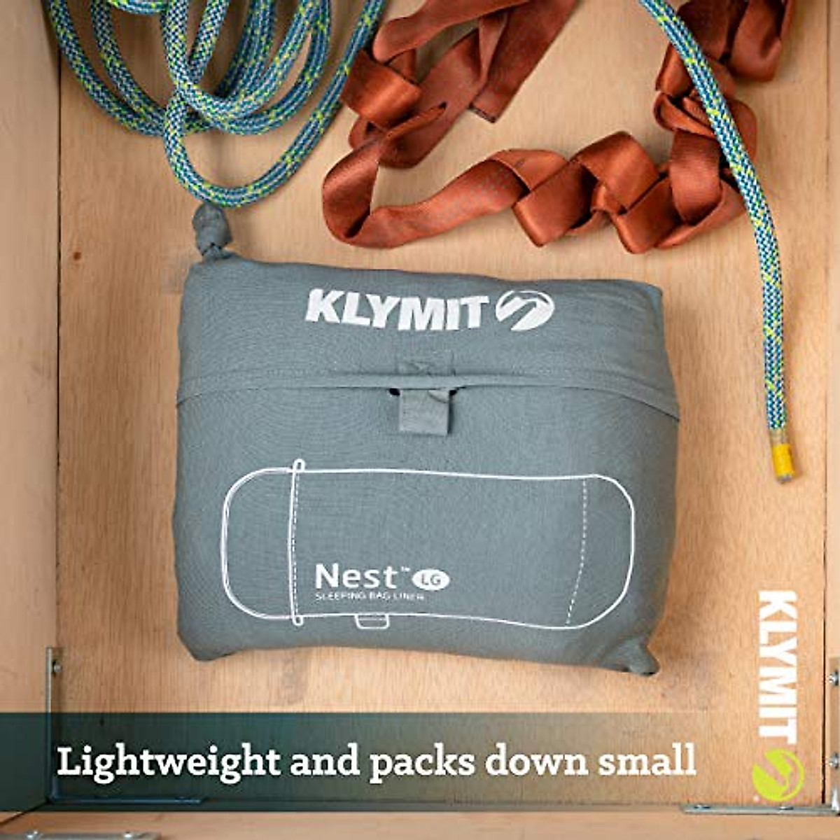 Klymit Nest Sleeping Bag Liner, Warm Weather Sleeping Bag Insert, Gray, XL