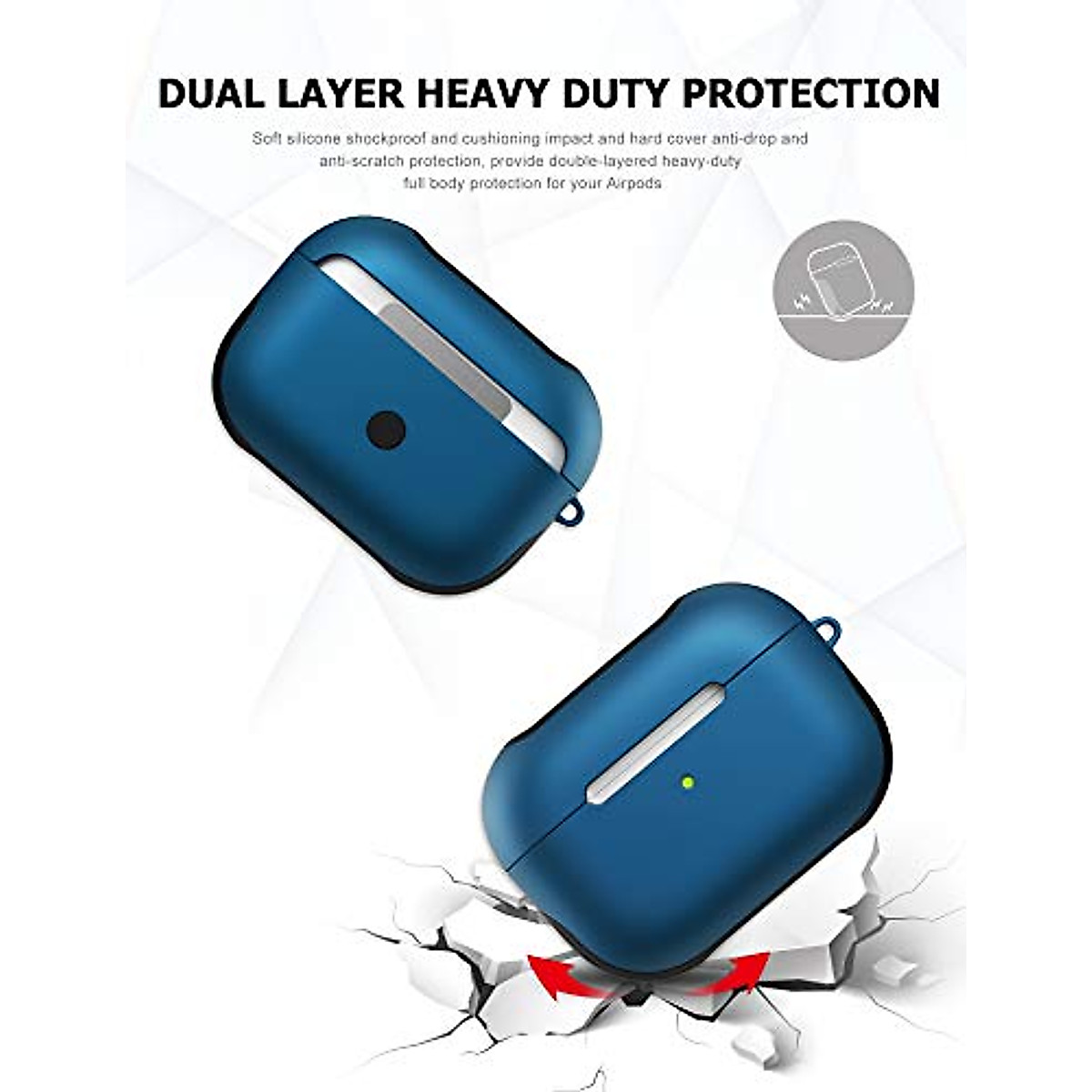 AirPods Pro Case Cover with Lanyard, Luxury AirPod Pro Cover Compatible Apple AirPods Pro Charging Case, Soft Silicone + Hard Shell Dual Layer Protective Case for AirPods Pro Accessories (Blue)