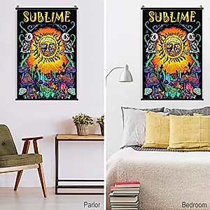 SAUSN Sublime Trippy Hippie Sun Wall Hanging Scroll Poster 16'' X 24'' Decor Artwork Painting Wall Art Print For Living Room Bedroom Home Fans Gift, 16''x24''