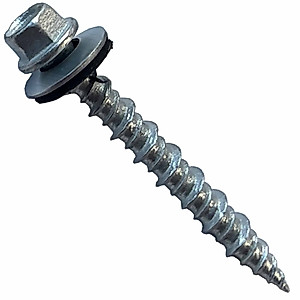 Metal Roofing Screws - #10 x 1.5” – Self Tapping ¼” Hex Head with EPDM Rubber Washer – for Metal to Wood, Corrugated Roofing, Siding, Sheds, Pancake Screw - Hex Drive Easy Install - Galvanized (100)