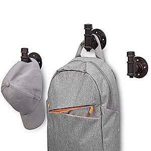 MyGift Industrial Rustic Copper-Tone Metal Coat Hooks Wall Mounted Hangers for Coats, Hats, Handbags, Set of 3
