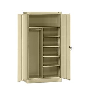 Tennsco 7214 24 Gauge Steel Standard Welded Combination Storage Cabinet, 5 Shelves, 150 lbs Capacity per Shelf (50 lbs per half shelf), 36" Width x 72" Height x 18" Depth, Putty