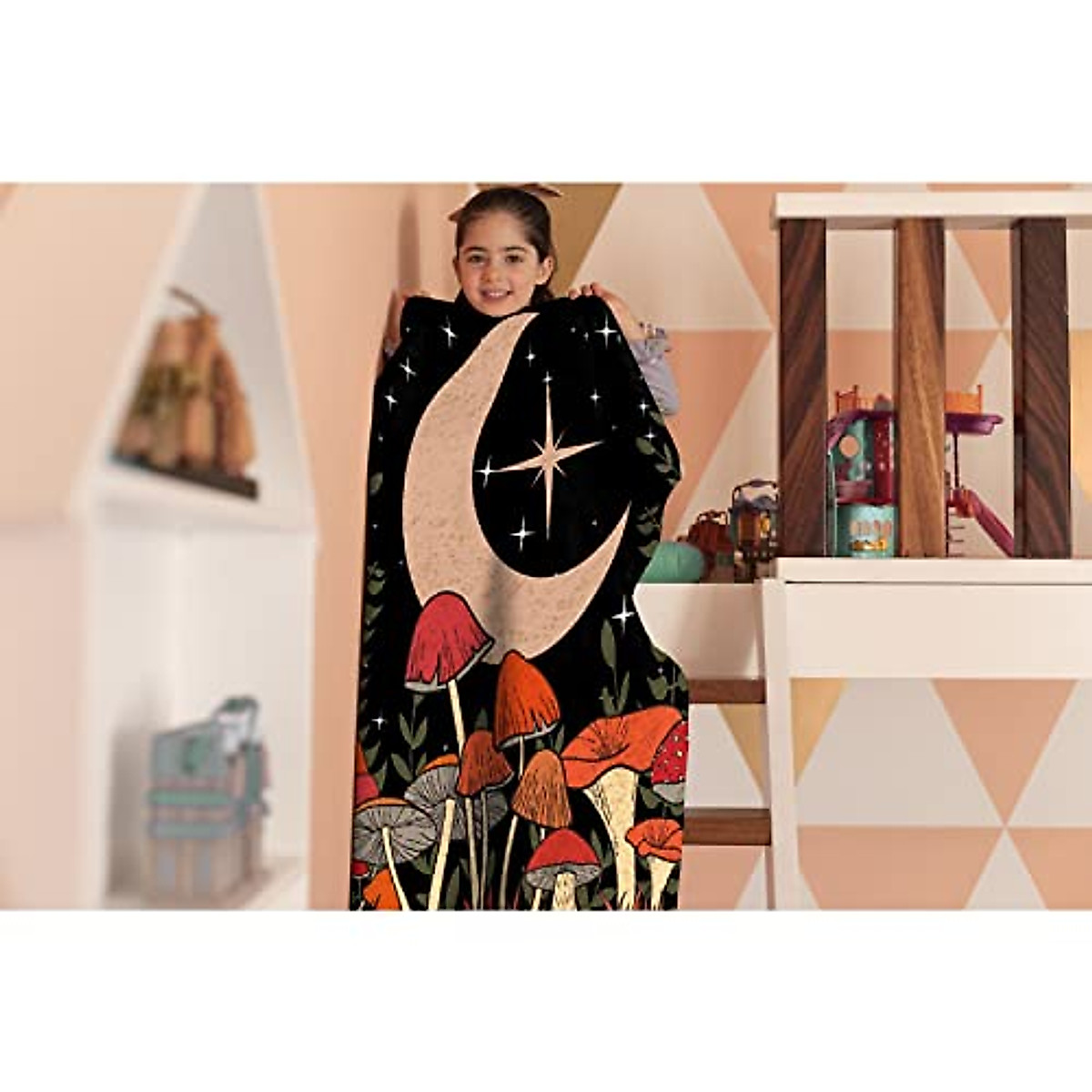 Mushroom Blanket Throw, Ultral Soft Warm Lightweight Flannel Fleece Micro Mushroom Art Blanket Suit for Bed Couch Sofa Travel Gift Home Mushroom Decor 40"x30" XS for Toddler/Pet