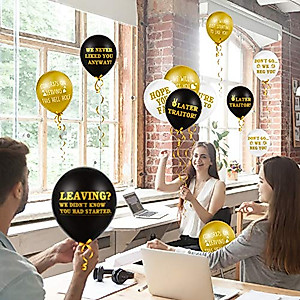 45 Pieces 12 Inch Coworker Going Away We Will Miss You Farewell Balloon funny goodbye party later traitor deco Office Balloons Retirement Latex Balloon with 2 Ribbon Colleague (Black, Gold, White)