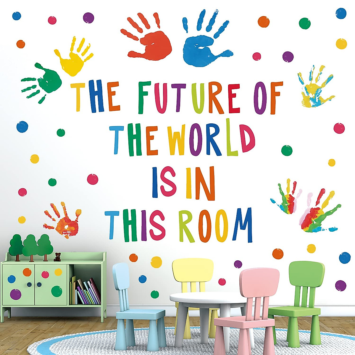 DECOWALL DS8-8050 Handprint Quotes Wall Stickers Decals Baby Art Hand Ink Inspirational Nursery Paint Classroom Gifts DIY Motivational Kids décor Girls Room Vinyl Door Sunday School Alphabet Posters