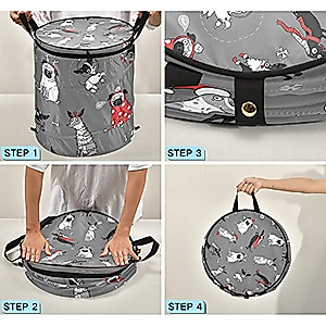 Funny Christmas Dogs Pop Up Laundry Hamper With Lid Foldable Laundry Basket With Handles Collapsible Storage Basket Clothes Organizer for Kids Room Bedroom