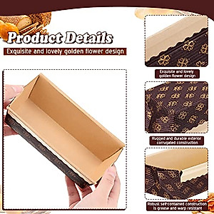 Mimorou 50 Pcs Paper Loaf Pan Disposable Baking Loft Mold Pans Microwave Oven Freezer Safe Mini Liners Christmas Boxes Bakeable Kraft for Bread Cake, 6 x 2.6 2 Inch, Gold