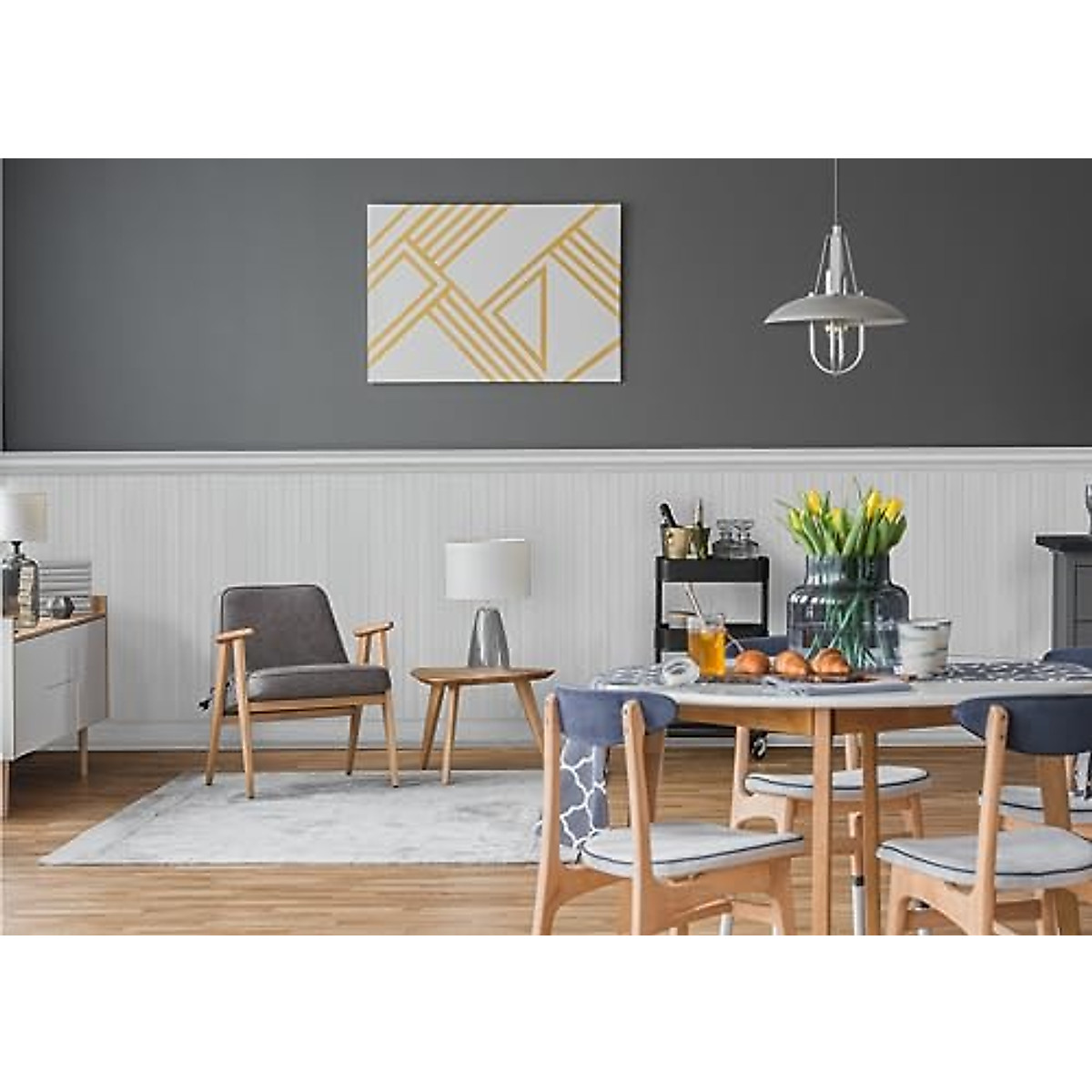 Plastpro 3 Foot Reversible Wall Panels | Easy to Install Wainscoting for Simple Home Improvement Projects (White, 6 Piece)