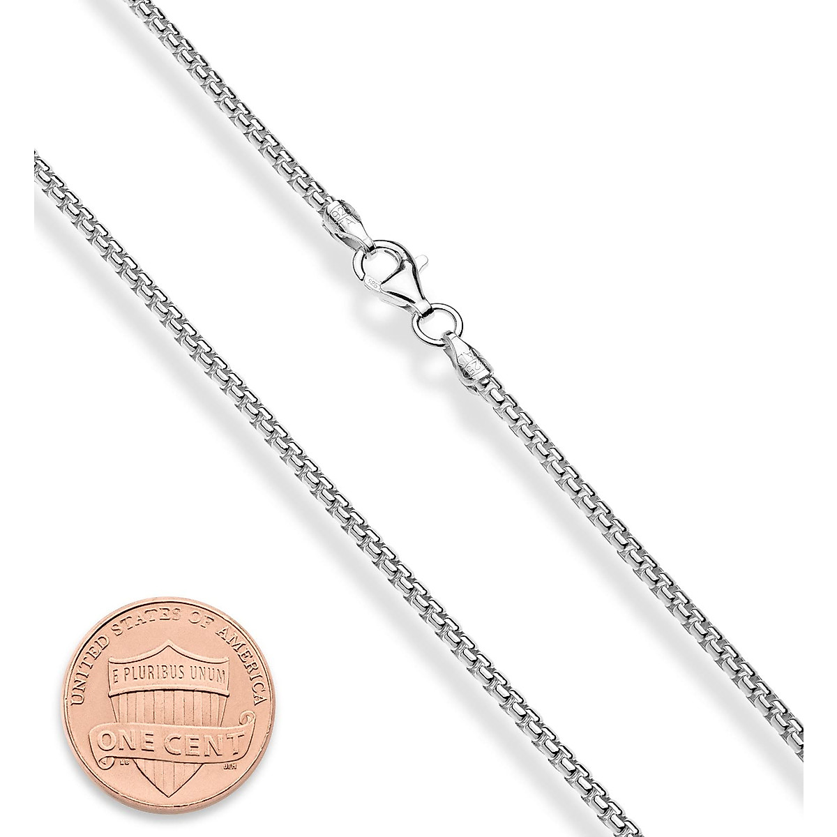 Miabella Italian 925 Sterling Silver Solid 2mm Round Box Chain Necklace for Women Men, Made in Italy (sterling silver, Length 18 Inches (women's average length))
