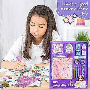 Esnowlee DIY Journal Kit for Teenage Girls Scrapbook & Diary Supplies Set Gift for 8-14 Year Old Girl Birthday Gifts Ideas for Teen Age Girls