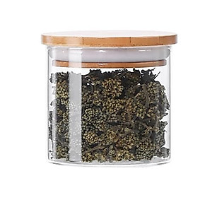 Glass Coffee Bean Container, 20 FL OZ (600 ML), [Thickened Version] Glass Food Storage Jar with Airtight Seal Bamboo Lid - Clear Food Storage Canister for Serving Tea, Coffee, Spice and More (600, Cylinder, 1, H-803)