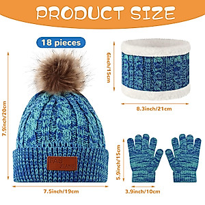 Liitrsh 18 Pcs Kids Winter Beanie Hat Scarf Gloves Set Girls Boys Winter Knit Hat Gloves Neck Warmer with Fleece Lined for 5-12 Years