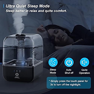 Cool Mist Humidifier, Ultrasonic Air Humidifiers for Bedroom Babies Home, 4.5L Large Top Fill Desk Humidifiers with Three Mist Modes, 360° Nozzle, Auto Shut-Off, Lasts Up to 30 Hours, Super Quiet