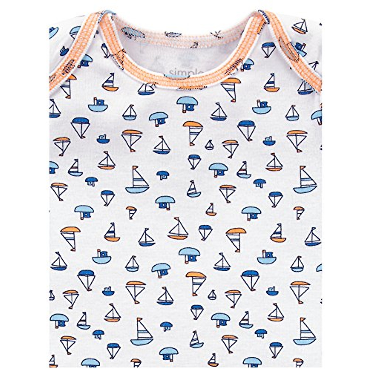 Simple Joys by Carter's Baby Boys' 5-Pack Long-Sleeve Bodysuit, Blue/Grey Heather/Navy Stripe/Orange/White Sailboats, 12 Months