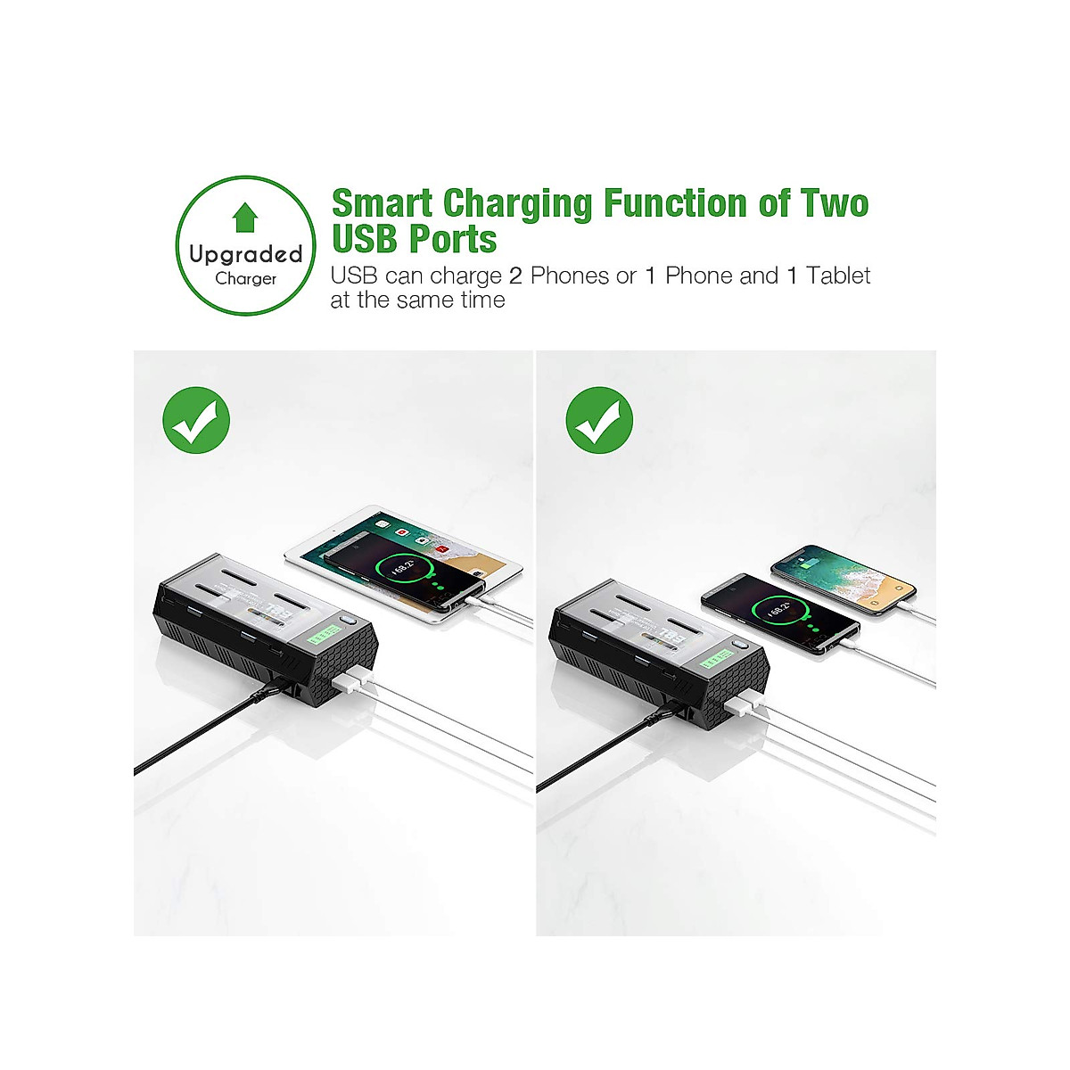 EBL C Size Rechargeable Batteries (2 Pack) and D Rechargeable Batteries (2 Pack) with Upgraded LCD AA AAA C D 9V Battery Charger with 2 USB Port & Discharge Function