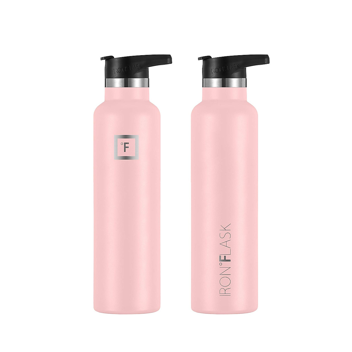 IRON °FLASK Sports Water Bottle - 3 Lids (Narrow Straw Lid) Leak Proof Vacuum Insulated Stainless Steel - Hot & Cold Double Walled Insulated Thermos, Durable Metal Canteen - Rose, 24 Oz, 24 Oz