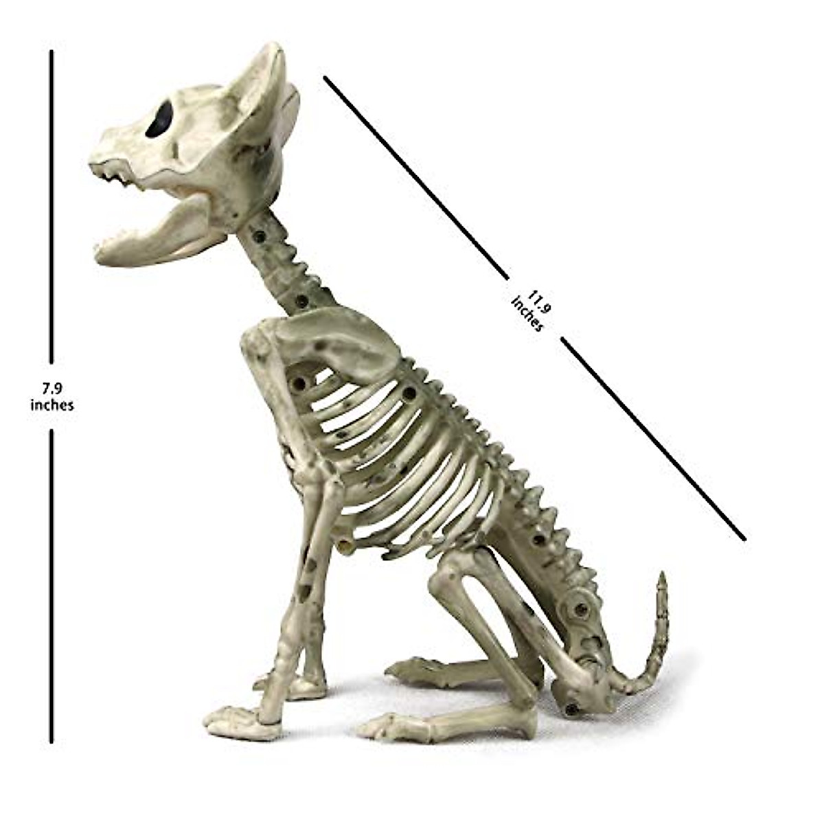 MAKEATREE Halloween Decoration Mini Skeleton Cat Kitten, Plastic Crouching Sitting Cat Bones for Pose Skeleton Prop Indoor Spooky Scene Haunted House Party Favors Décor