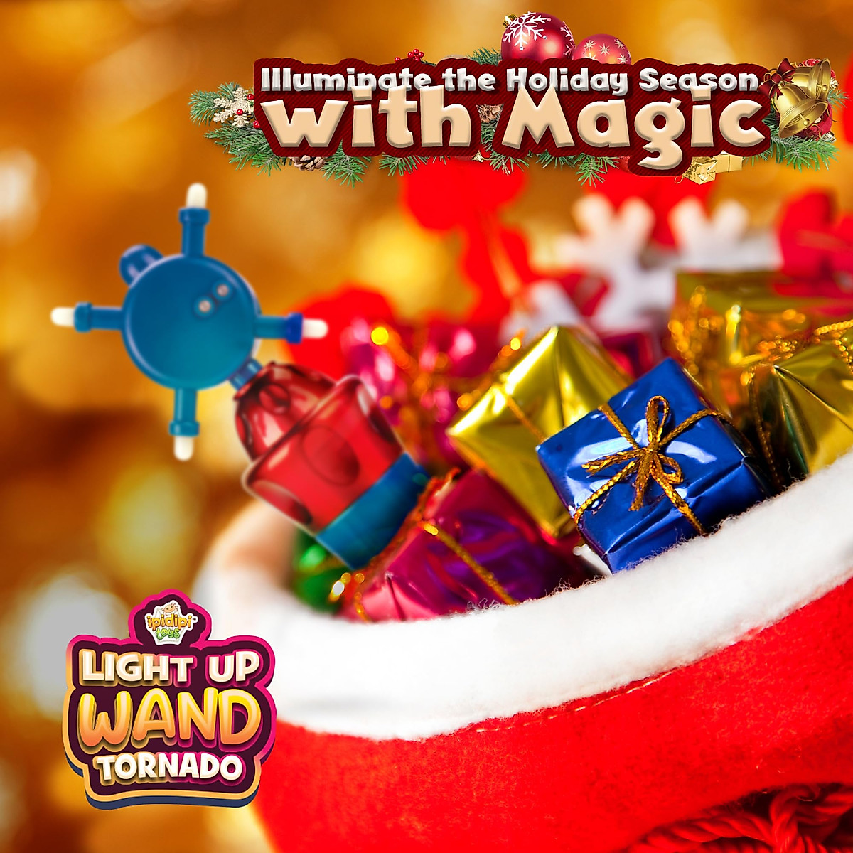 IPIDIPI TOYS Spinning Light Up Wand for Kids – LED Sensory Magic Swirling Light Up Wand, Fun Spinning Toy for Toddlers, Boys and Girls, Christmas Party Favors, Stocking Stuffers, Cool Lighted Spinner