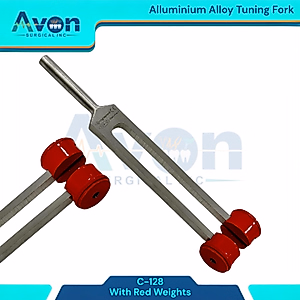 Tuning Forks C-128, C-256, C-512, C-1024 + Taylor and Buck Hammer + 5.5" Bandage Cutting Scissors + Storage Pouch Case - Student Diagnostics Bundle of 7 Items