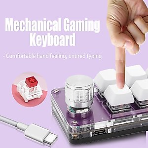 Cuifati 6-Key Mini Keypad One Handed Mechanical Gaming Keyboard, Multifunctional Shortcut Programmable Macro Keyboard, with Knob, Plug and Play, for Windows, for Vista, for Linux, for