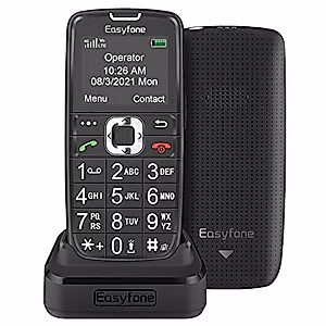 Easyfone Prime-A6 4G Unlocked Feature Cell Phone, Easy-to-Use Clear Sound Big Battery Basic GSM Mobile Phone with an Easy Charging Dock