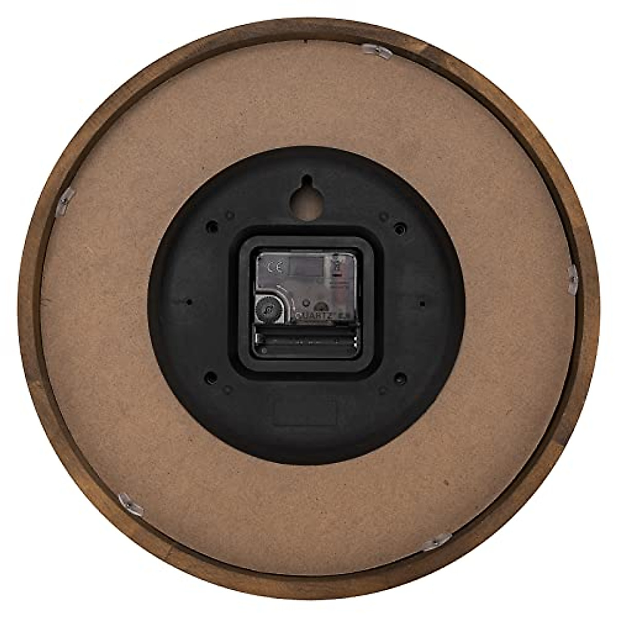 Foxtop Wooden Wall Clock 12 Inch Silent Non-Ticking Battery Operated Quartz Round Wood Wall Clock for Bedroom Kitchen Home Office (Brown)