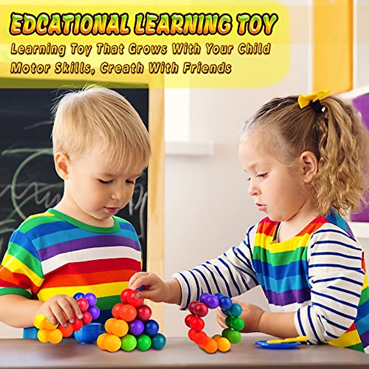 Dr.Kbder Sensory Fidget Toys for Kids Toddler, Autism Rainbow Fidget Ball Autistic Gift Quiet Cool ADHD Desk Toys, Airplane Travel Toys Stocking Stuffers for Girls Boy 1-12 Year Old Age, Non-Magnetic