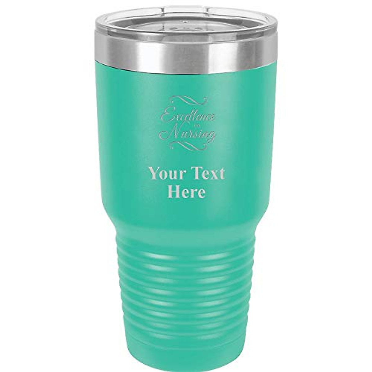 Crown Awards Nursing Travel 30oz Teal Stainless Steel Vacuum Insulated Hot/Cold Tumbler with Clear Lid - Great Customizable Gift For Any Special Event. BPA Free