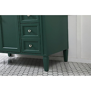 Elegant Decor Park Avenue 42" Metal MDF Marble Single Bathroom Vanity in Green
