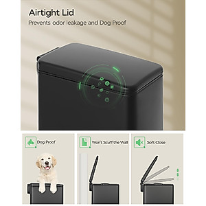 Nunsino Small Bathroom Trash Can with 15 Garbage Bags,2.6 Gallon Stainless Steel Garbage Can with Lid Soft Close,Small Trash Bin for Bathroom,Kitchen,Home Office,Black