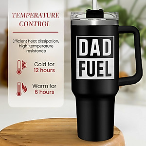 SANDJEST Dad Gifts from Daughter Son, Dad Fuel Tumbler with Handle 40oz, Stainless Steel Insulated Cup Gift Set with Lid & Straw, Coffee Tumblers for Dads Father's Day Birthday Christmas