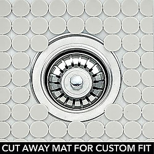 mDesign Adjustable Kitchen Sink Dish Drying Mat/Grid - Soft Plastic Sink Protector, Cushions Sinks, Dishes - Quick Draining Circle Design - Includes 1 Saddle, 2 Large Mats - Set of 3 - Light Gray