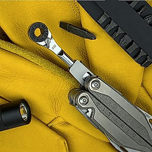 711L EDC Ratchet Wrench With 2 PCS of T9 and Security T10 Hex Bits I ¼” Hex Bit Ratchet Wrench 4 For Multitool Maintenance