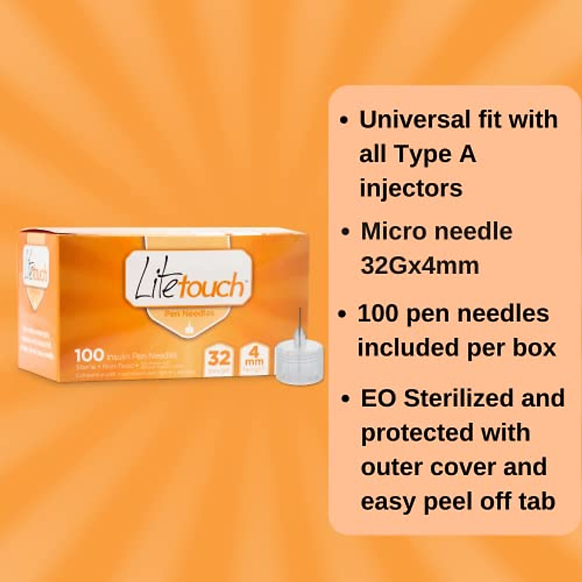 LiteTouch Pen Needle, 32Gx4mm, 100ct box