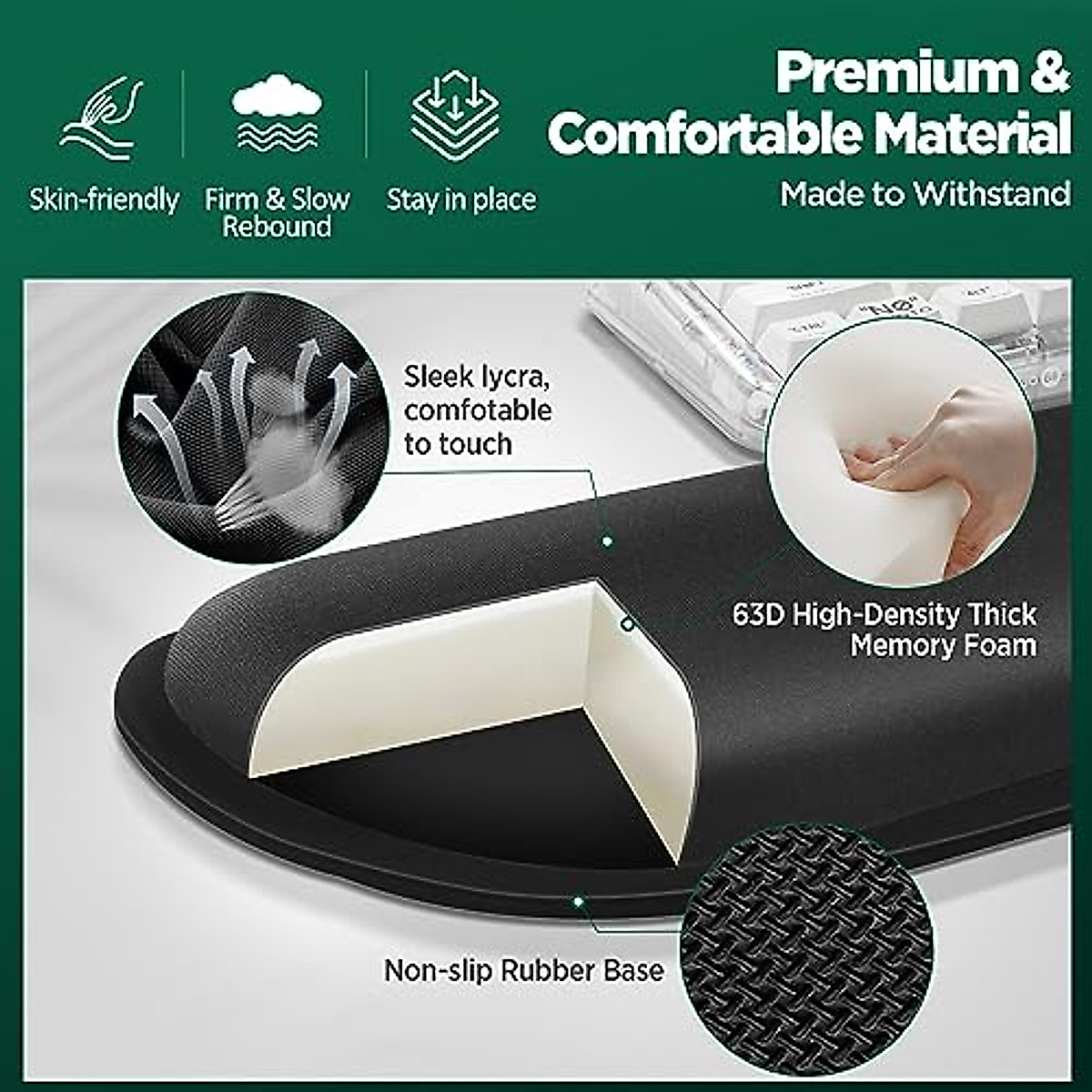 Gimars Upgrade 20 inch Foldable Wrist Rest for Computer Keyboard, Enlongated Superfine Fabric Gel Memory Foam Keyboard Wrist Rest Set, Ergonomic Design for Typing Pain Relief, Computer, Office & Home