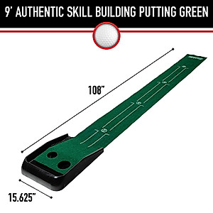 Franklin Sports Indoor Golf Putting Green – Portable Authentic 9 Foot Mat with Auto Ball Return – Golf Training Aid & Putting Practice Game – Real Course Feel (92049X)