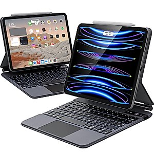edaiser Magic iPad Keyboard Case; 10.9 inch 2022 iPad Air 5th 2020 4th Generation and iPad Pro 11 3th 2nd 1st Gen 2021 2018 Smart Touch Keyboard with Trackpad Bluetooth Backlit Folio Magnetic Leather