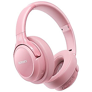 Bluetooth Wireless Headphones Over Ear,BERIBES 65H Playtime and 6 EQ Music Modes with Microphone, HiFi Stereo Foldable Lightweight Headset, Deep Bass for Home Office Cellphone PC Etc.(Pink)