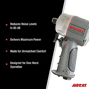 AIRCAT Pneumatic Tools 1076-XL 3/8-Inch NITROCAT Composite Compact Impact Wrench : Low Weight Power Impact Wrench : Tool for Automotive Improvement & Maintenance