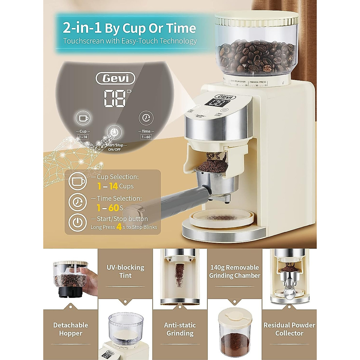 Gevi Espresso Machine 20 Bar with Grinder，Professional Espresso Maker with 35 Precise Grind Settings Burr Coffee Grinders Combos, Commercial Espresso Machines & Coffee Makers, Gift for Coffee Lover