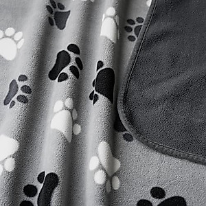 PetAmi Waterproof Dog Blanket for Extra Large Pets Dogs Cats, Large Pet Couch Cover Protector for Furniture, Reversible Washable Soft Fleece Cat Blanket for Bed Couch Sofa, 60x80 (Paw Print Gray)