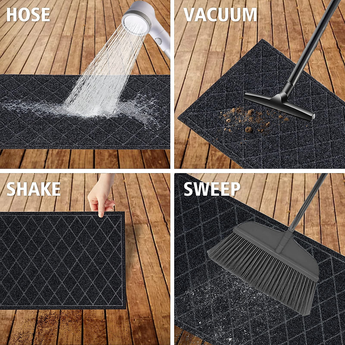 2 Pack Front Door Mat Outdoor, Absorbent Door Mat Indoor 30x17 inches Non-Slip Entrance Shoes Off Doormat for High Traffic Areas, Waterproof & Heavy Duty & Low-Profile