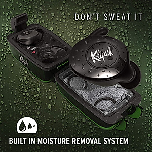 Klipsch T5 II True Wireless Sport Earphones in Green with Dust/Waterproof Case & Earbuds, Best Fitting Ear Tips, Ear Wings, 32 Hours of Battery Life, and Wireless Charging Case